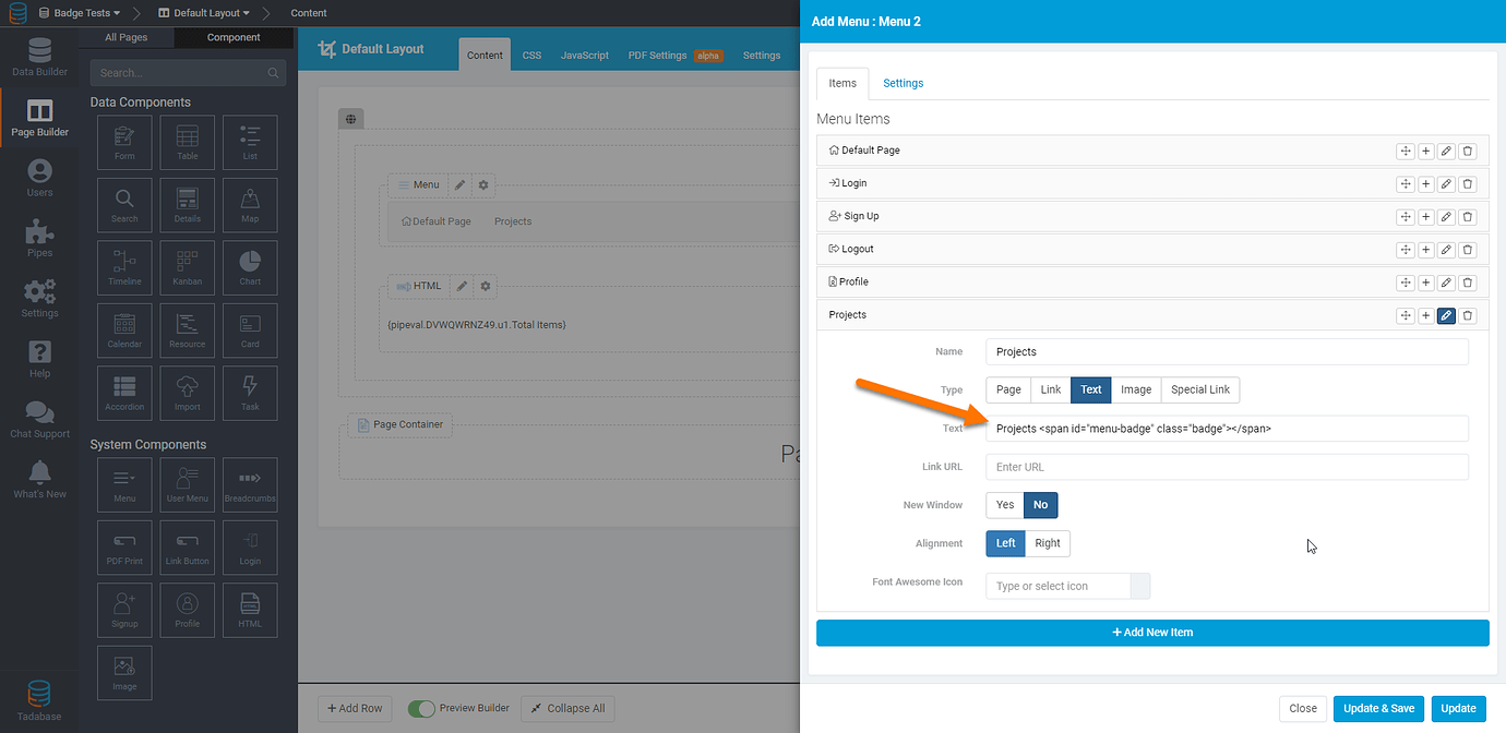 Number count in badge with extra filters - Integrations - Tadabase Community