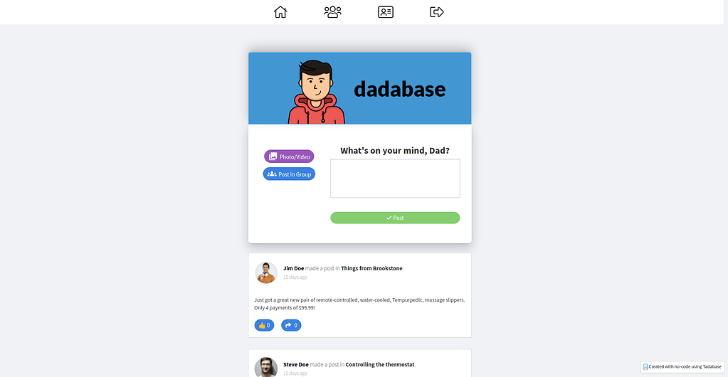 Dadabase - A Social Network for Dads - Template Apps - Tadabase Community