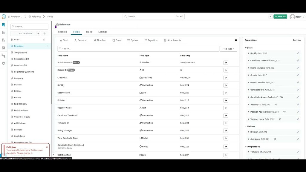 Column missing from the table - Data Builder - Tadabase Community