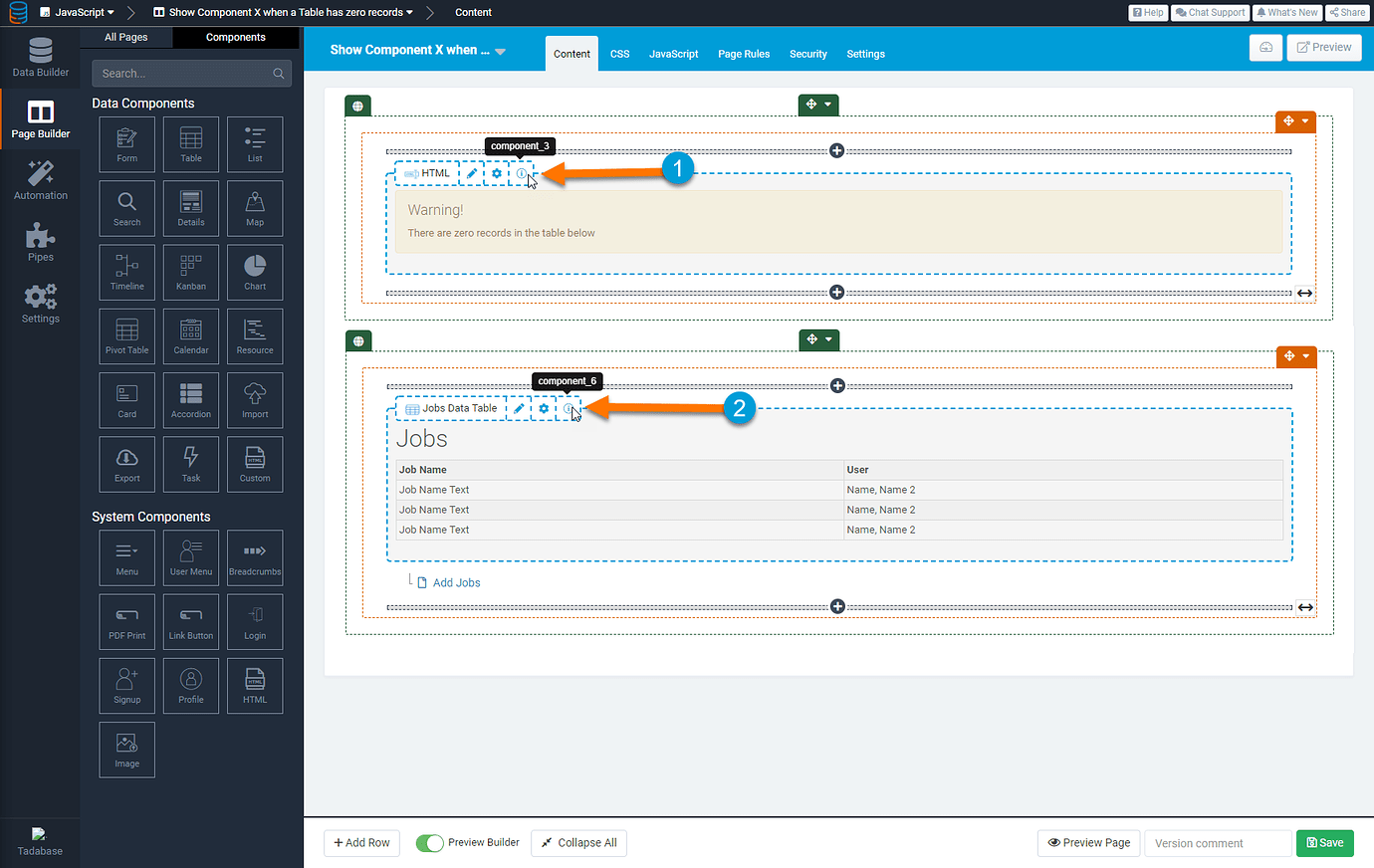 Show Hide Component X When A Table Has Zero Records Tips And Tricks Tadabase Community