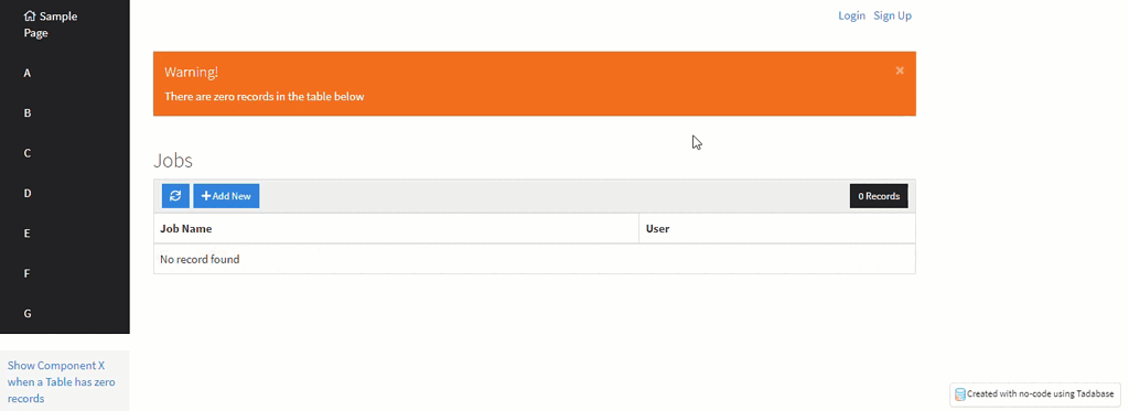 Show Hide Component X When A Table Has Zero Records Tips And Tricks Tadabase Community