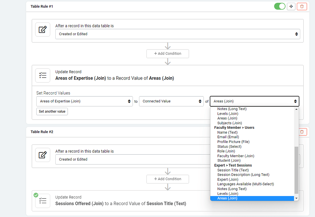 How Do I Connect Values Between Two Data Tables? - App Development ...