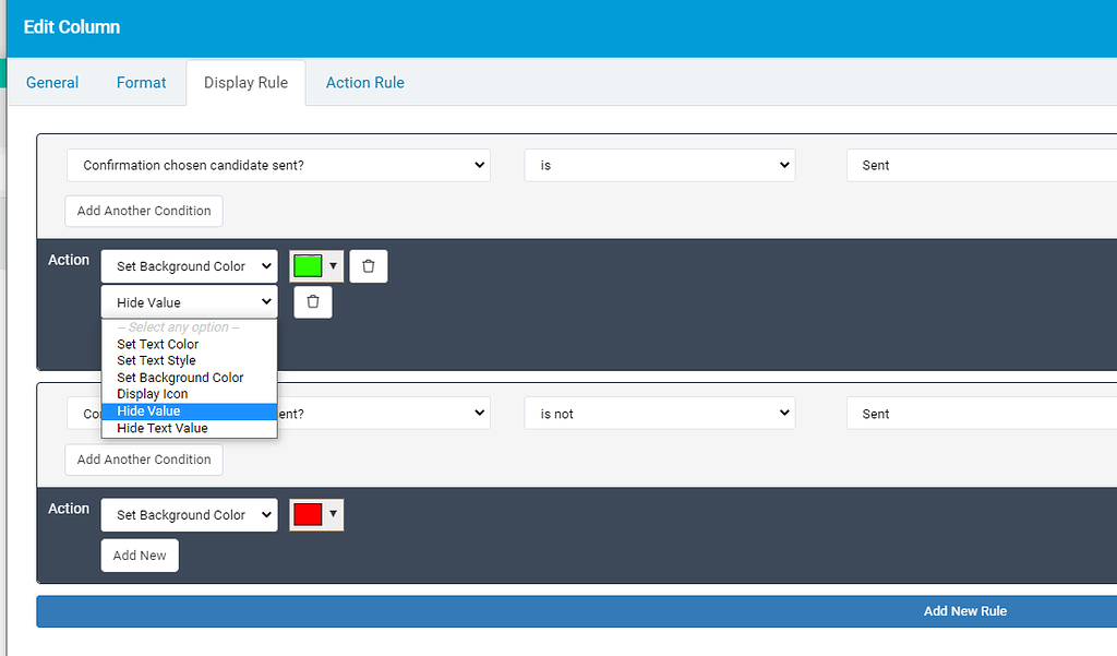Add an Option to the display rule - App Development - Tadabase Community
