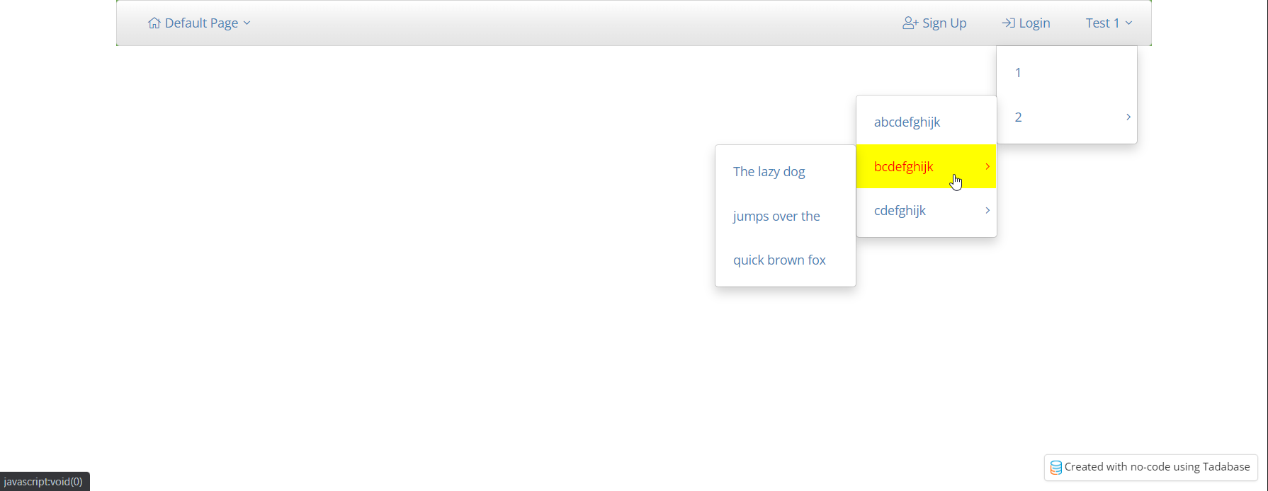 Change Sub Menu Backgr Tadabase